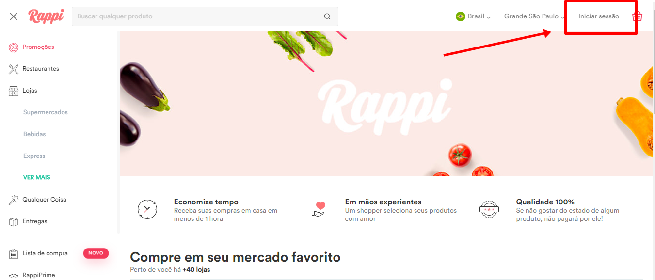 APLICATIVO DE ENTREGA RAPPI → Acesso e Cadastro APLICATIVO DE ENTREGA RAPPI → Acesso e Cadastro